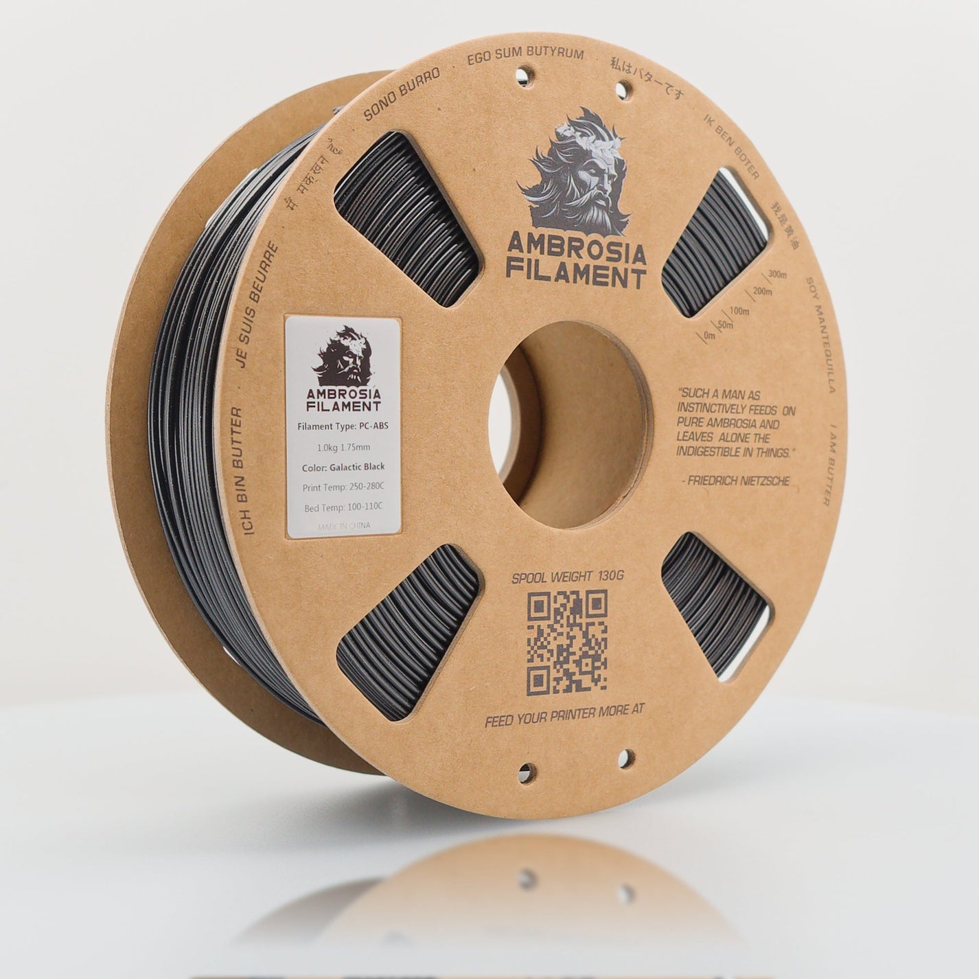 AMBROSIA PC-ABS Filament of the Gods - 1KG Bambu AMS Friendly Cardboar ...