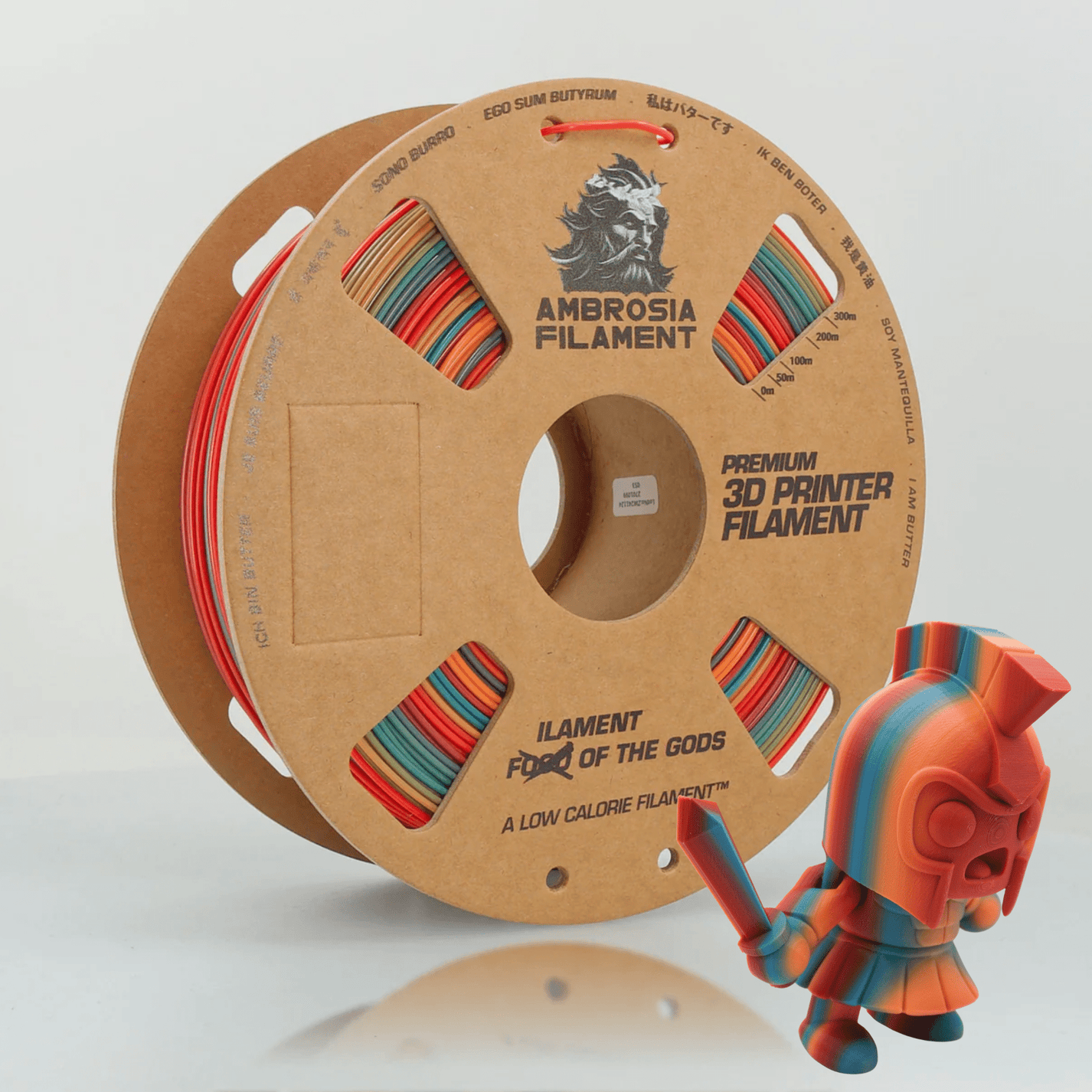 AMBROSIA PLA Filament of the Gods - 1KG Bambu AMS Friendly Cardboard S ...